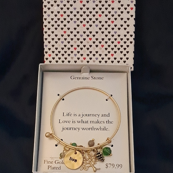 Jewelry | Gold And Green Charm Bracelet With Delicate Charms | Poshmark